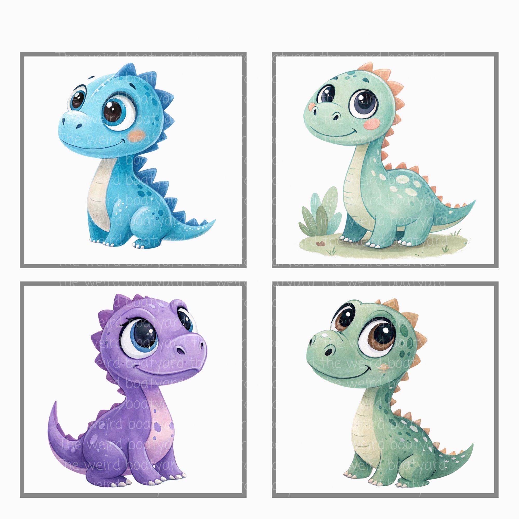 10 Cute Baby Dinosaur Pngs – Colorful Clipart for Kids, Dino Birthday ...