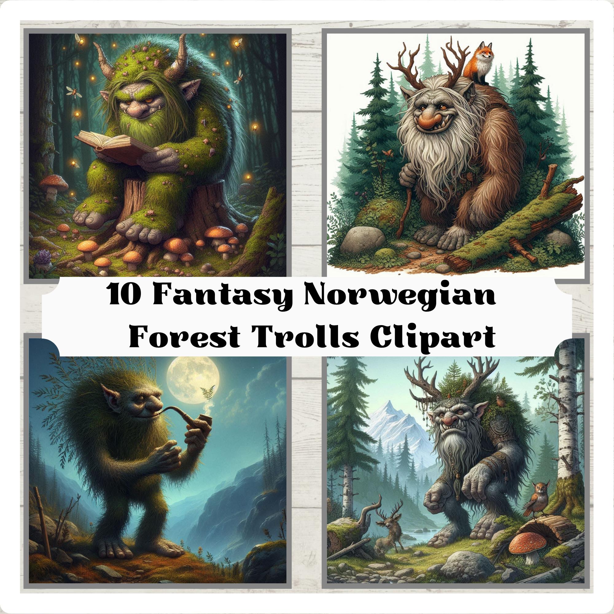 10 Fantasy Norwegian Forest Trolls Clipart: Mystical Folklore Art ...