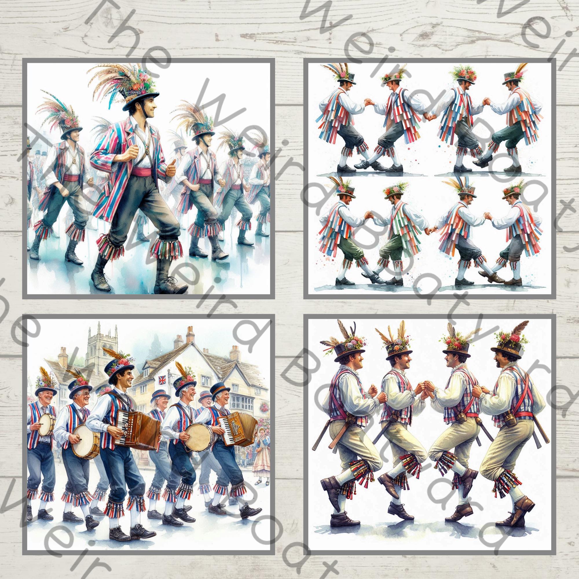 10 Watercolour Morris Dancers Clipart, Traditional Dance Pngs, Folk ...