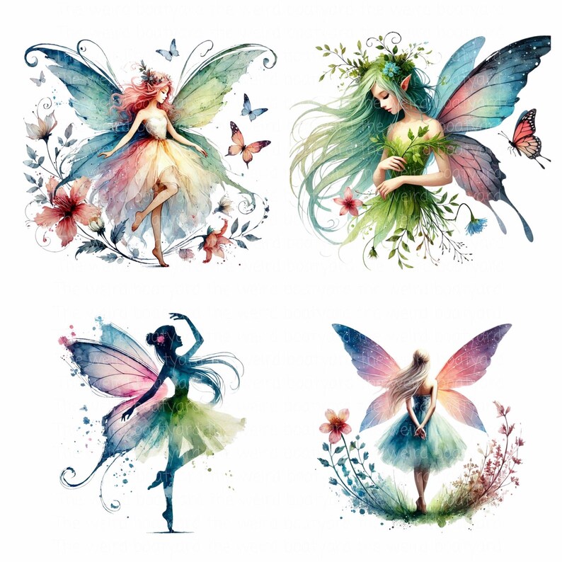 Watercolor Flower Fairy Clipart: Ethereal PNG Images (digital Download ...