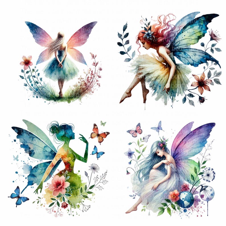 Watercolor Flower Fairy Clipart: Ethereal PNG Images (digital Download ...