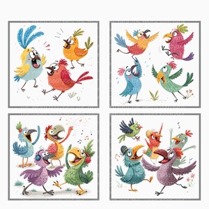 Whimsical Party Birds Clipart: 10 Funky Pngs (digital Download) - Etsy