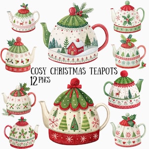 Christmas Teapot Clipart: Watercolor Holiday Tea Pot PNG Images ...