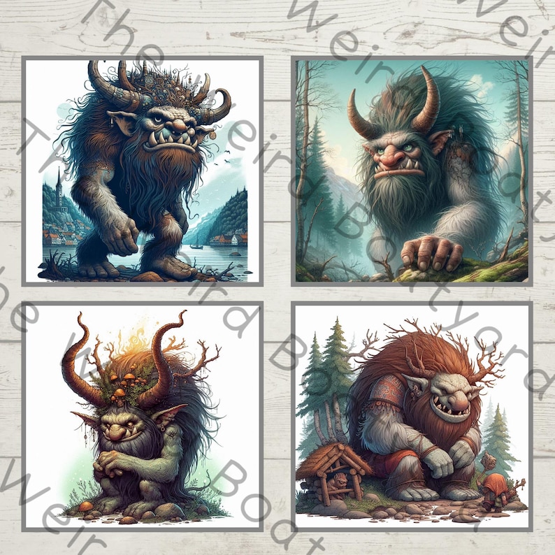 10 Fantasy Norwegian Forest Trolls Clipart: Mystical Folklore Art ...