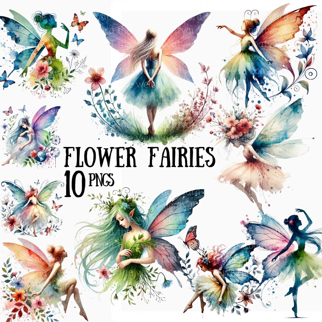 Watercolor Flower Fairy Clipart: Ethereal PNG Images (digital Download ...