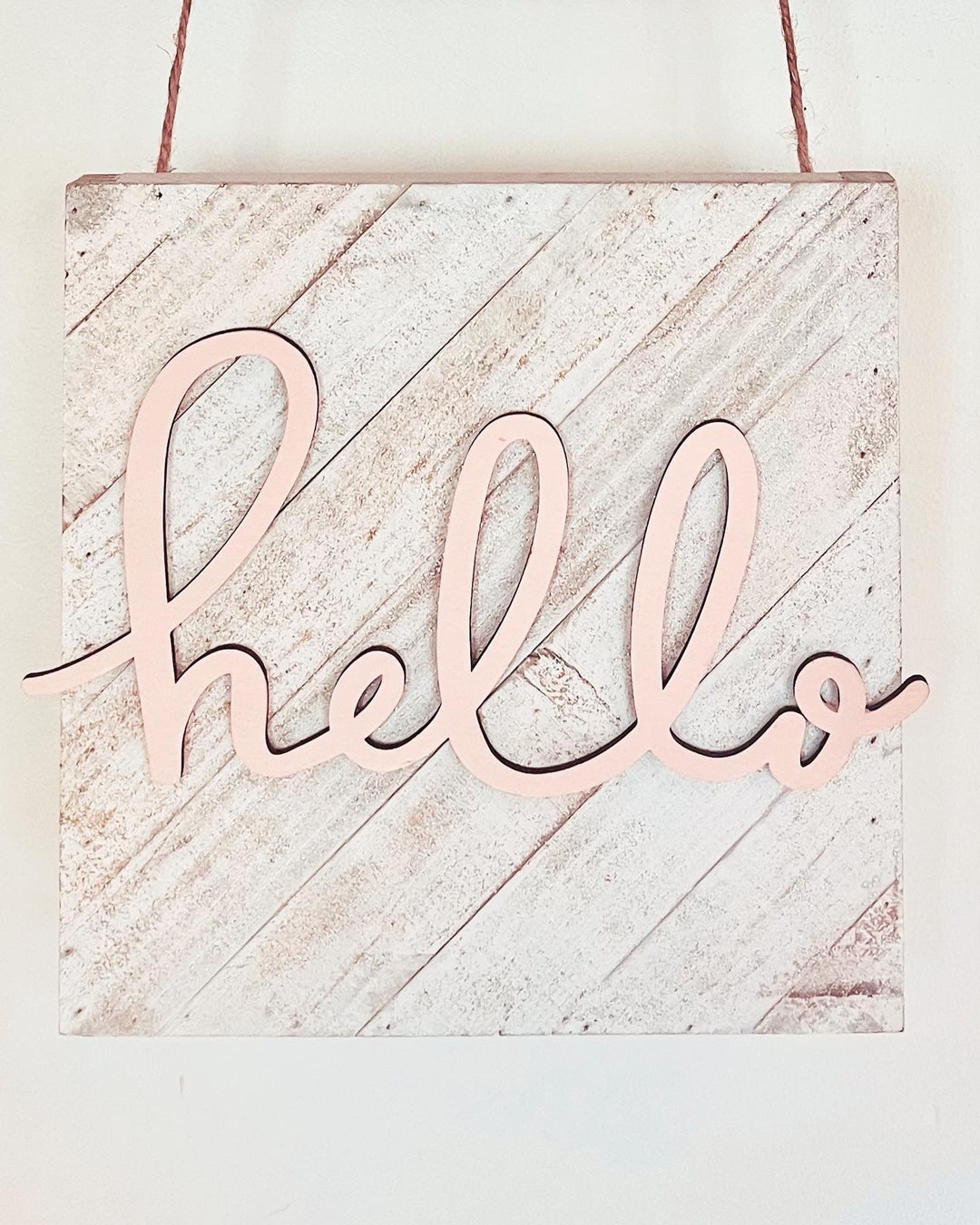 Wood Hello Sign Pink - Etsy