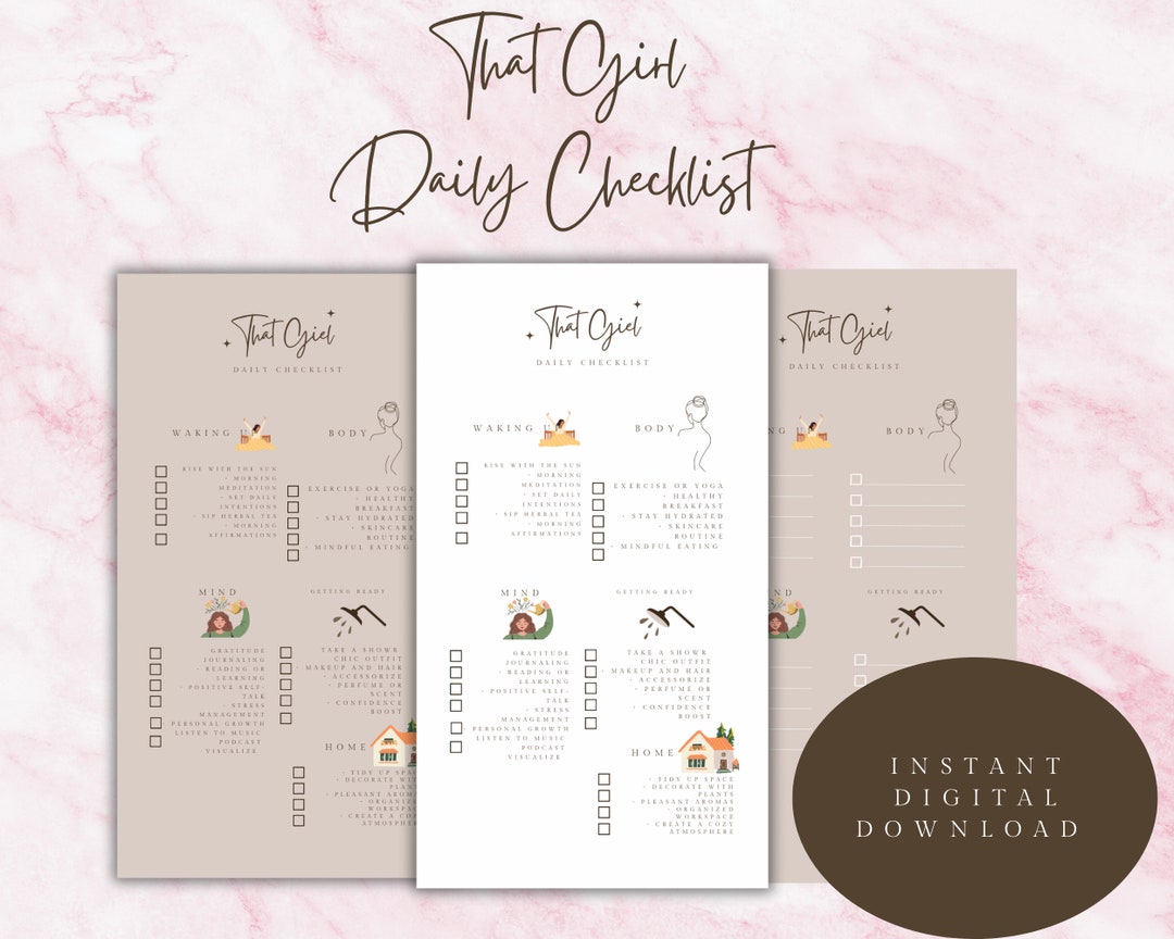 That Girl Daily Checklist for Everyday Use and Mental Health - Etsy