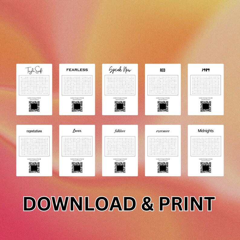 Taylor Swift Word Search Puzzle Printable Instant Download - Etsy Australia