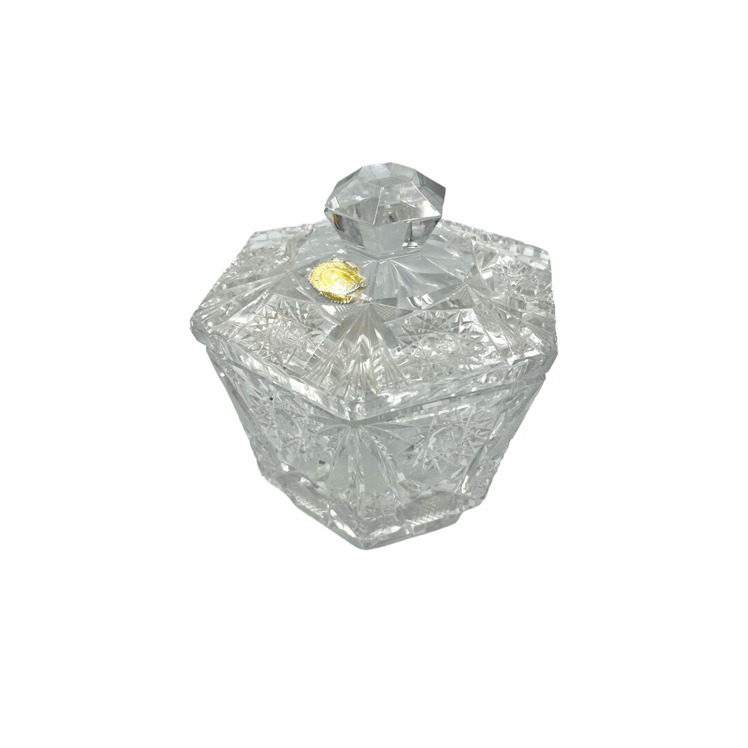 Antique Bohemian Large Hand Cut Crystal Jar - Etsy
