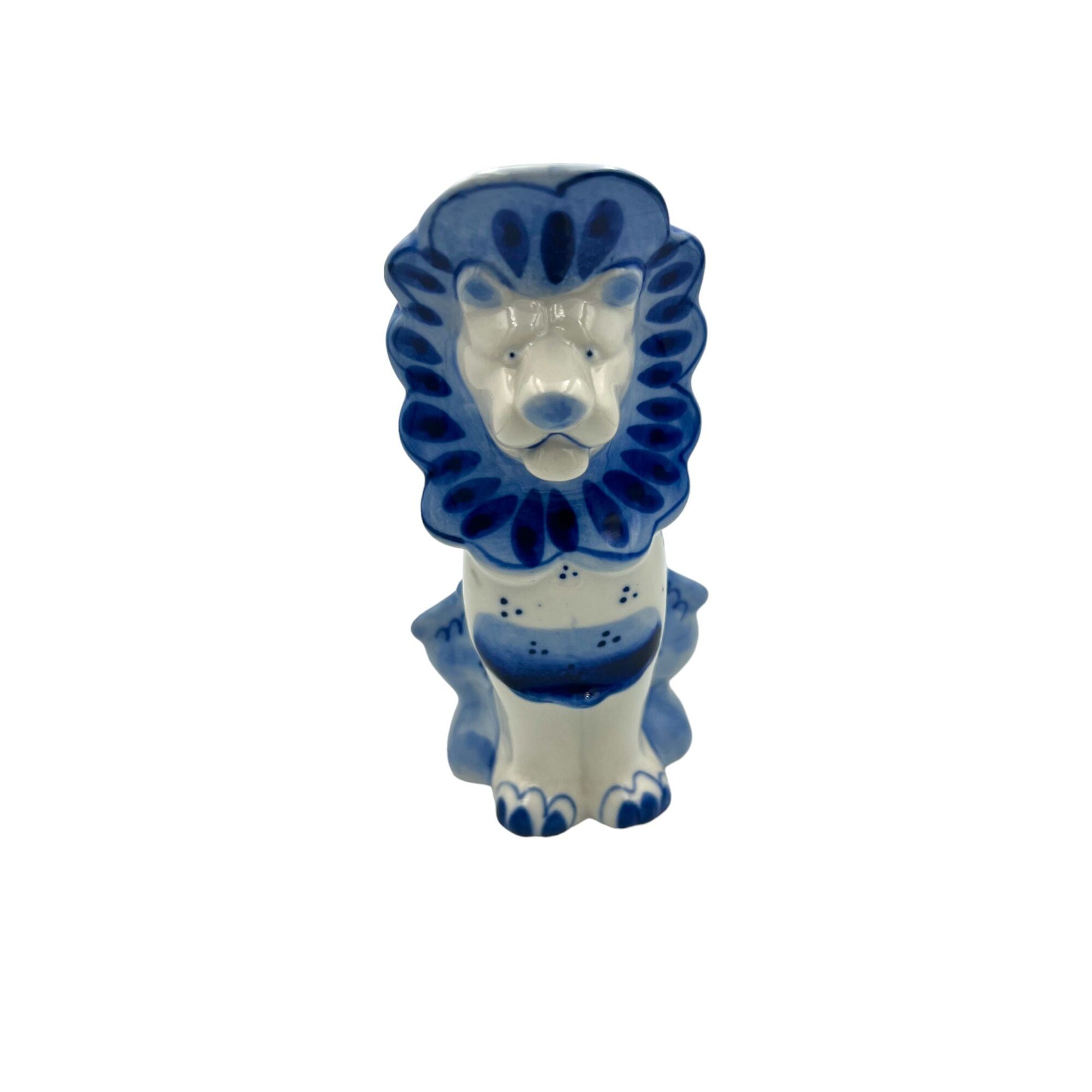 Vintage Porcelain Gzhel Lion Pitcher - Etsy