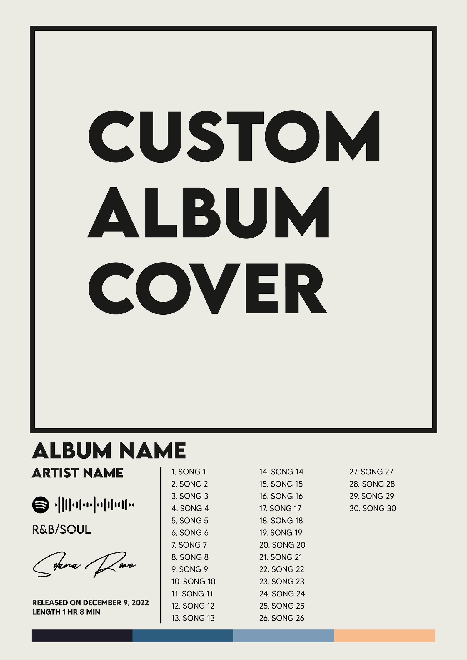 Custom Album Poster - Digital Album Art Poster Download - Home Decor ...
