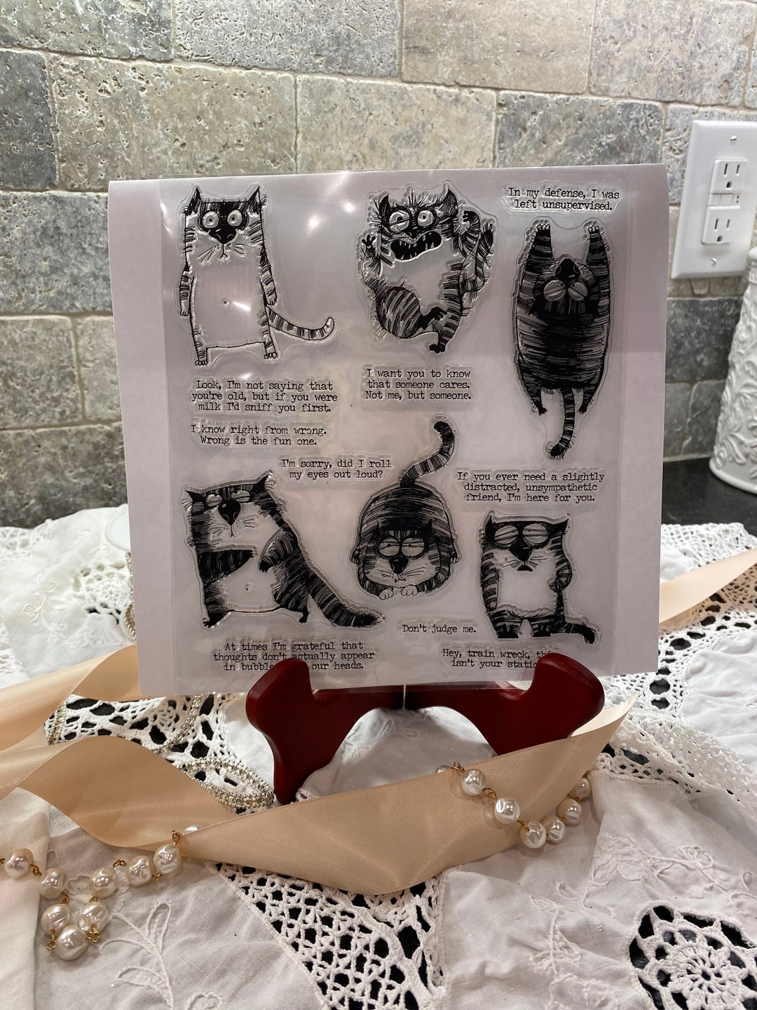 Funny Cat Silicone Stamps Rubber Stamps Funny Stamps Acrylic Stamp ...