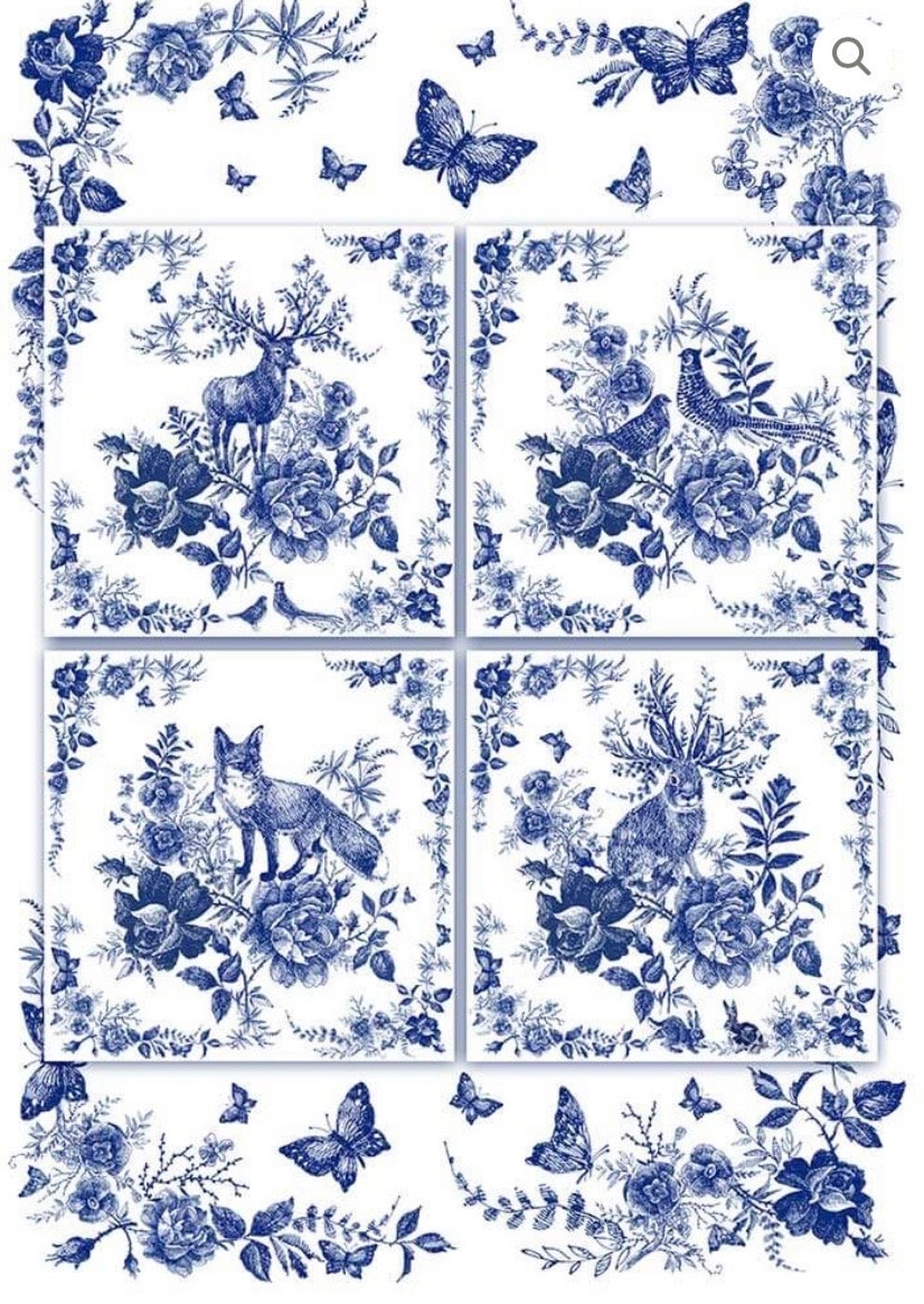 Rice Paper, Decoupage Paper, Blue Forest Animals Rice Paper, A4 ...