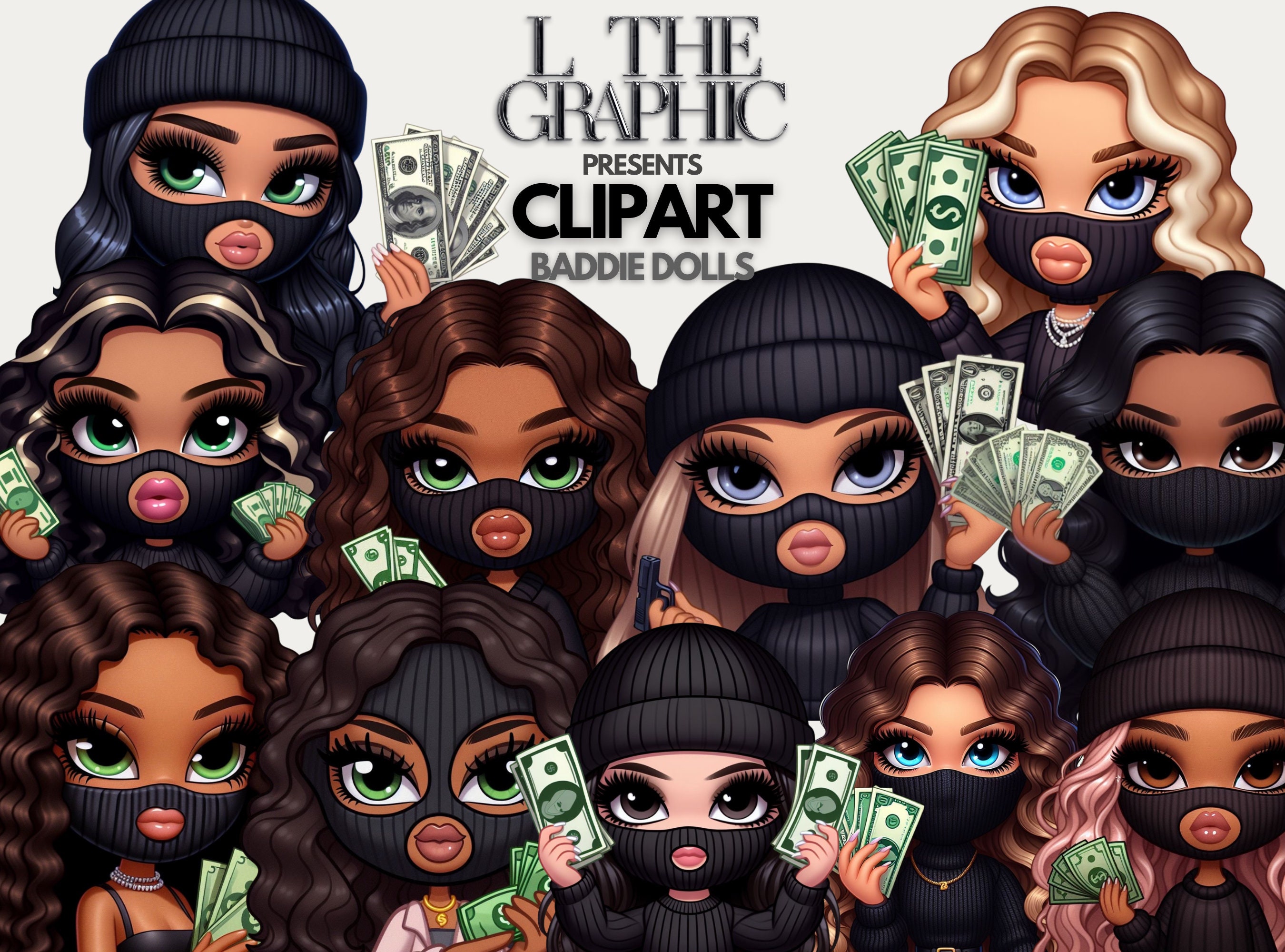 Boujee Babe Clip Art, Baddie Clip Art, Doll Clip Art, Doll Character ...