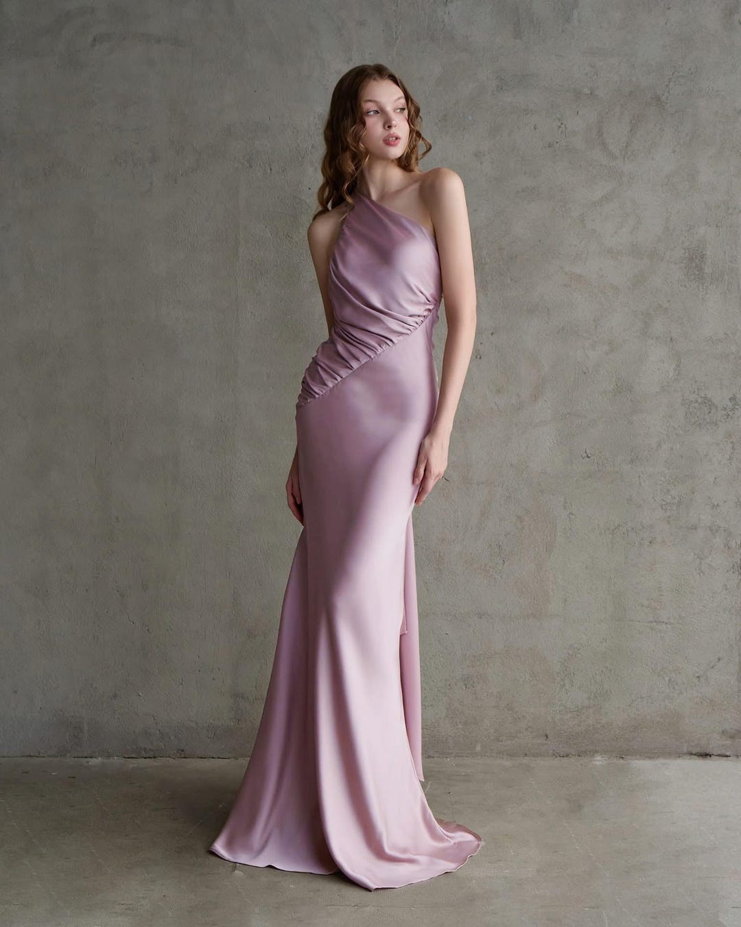 Aurora Silk Dress – Draped Formal Gown for Wedding Guest or Gala Night ...
