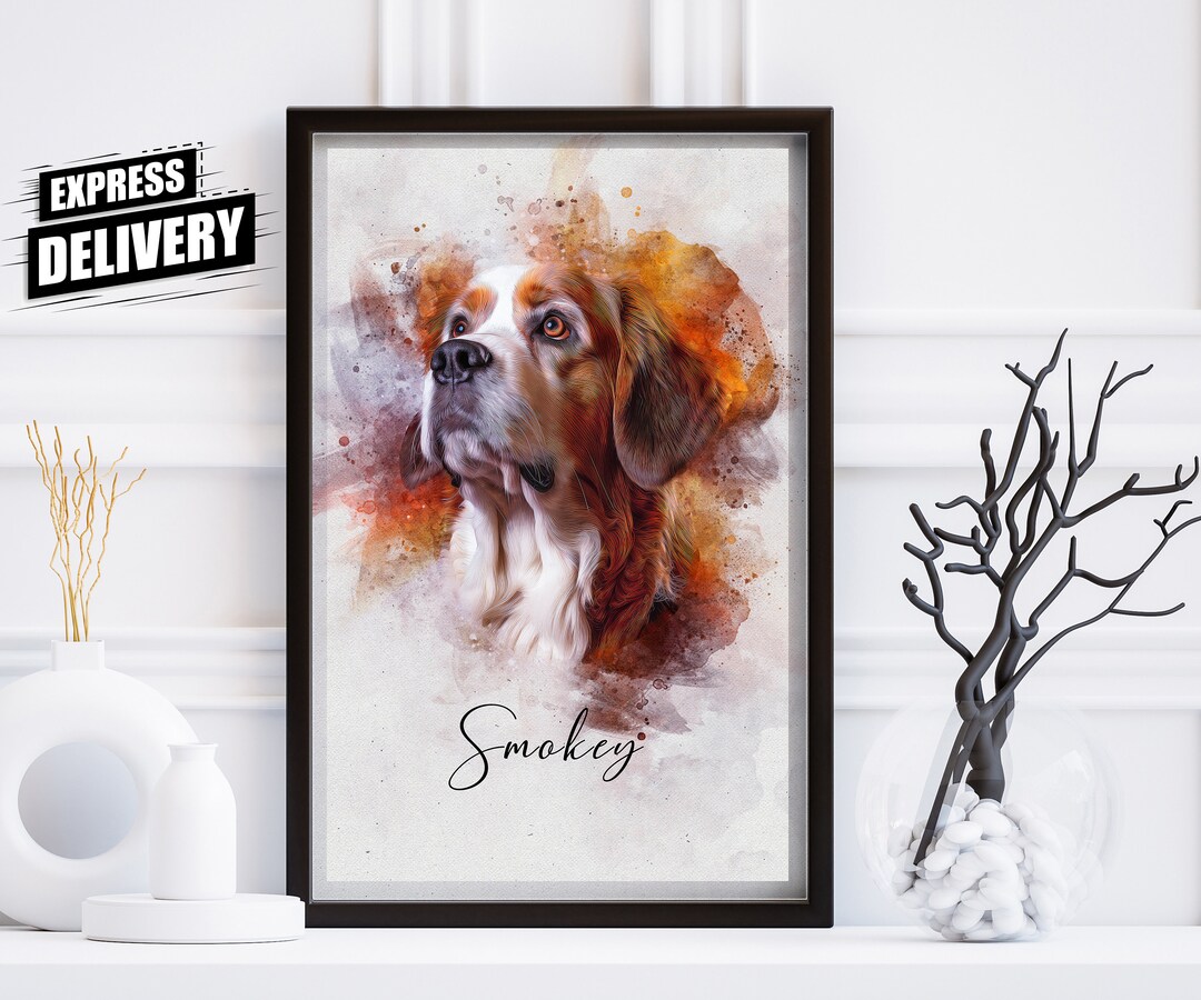 Custom Watercolor Pet Portraits From Photo Personalized Christmas Gift ...