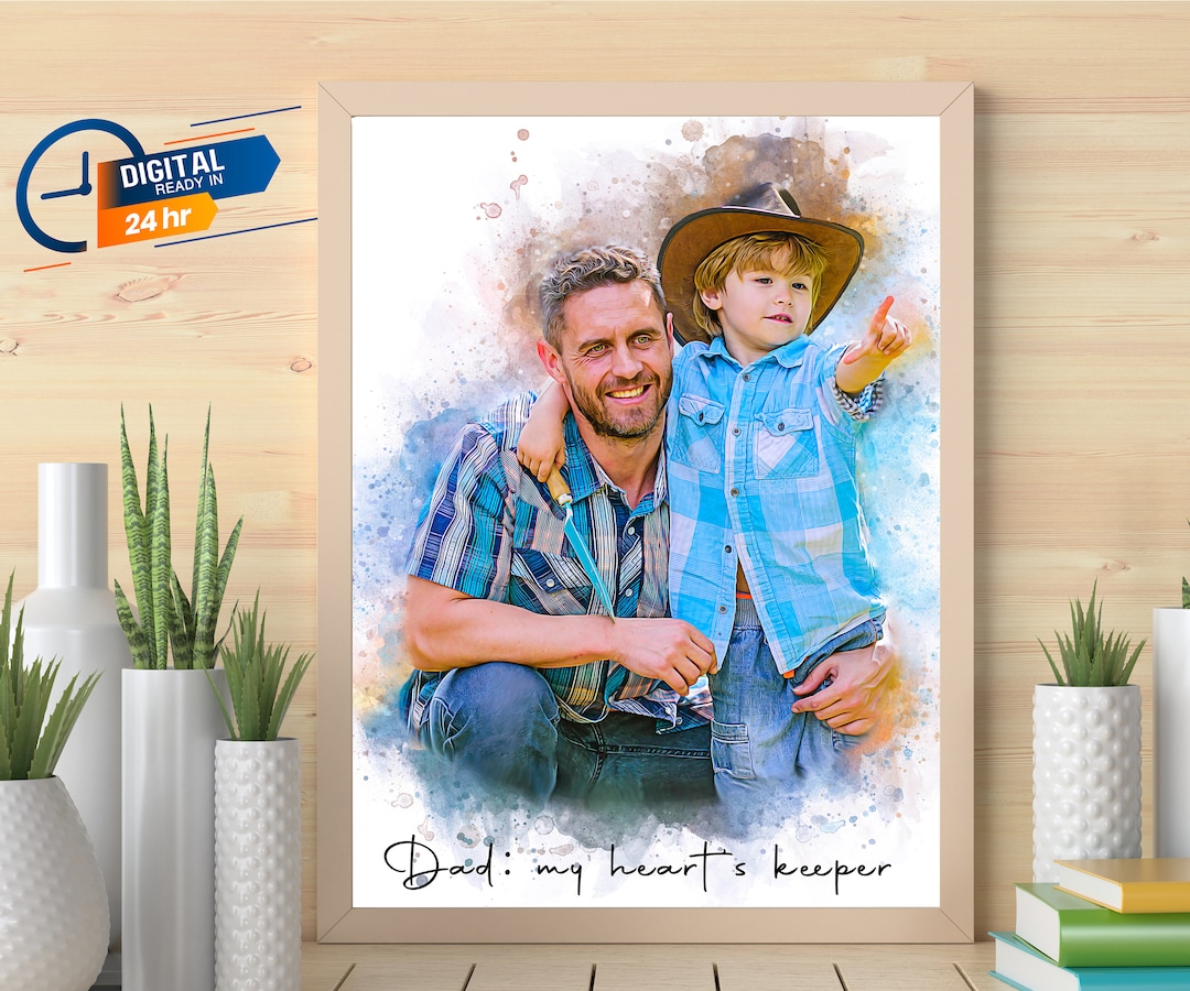 Personalized Father's Day Portrait | Watercolor Painting From Photo ...