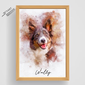 Watercolor Pet Portraits Using Pet Photo Personalized Digital Dog ...