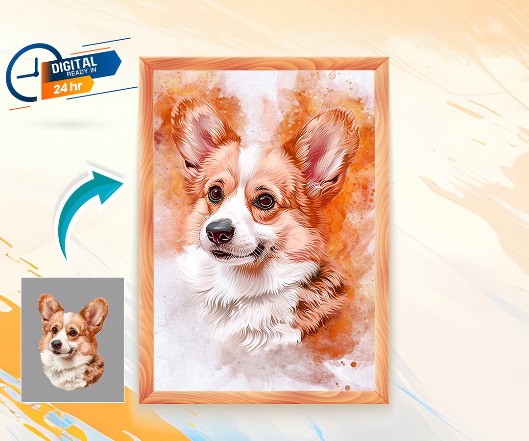 Custom Pet Portraits From Photo Personalized Digital Cat Portraits Dog ...