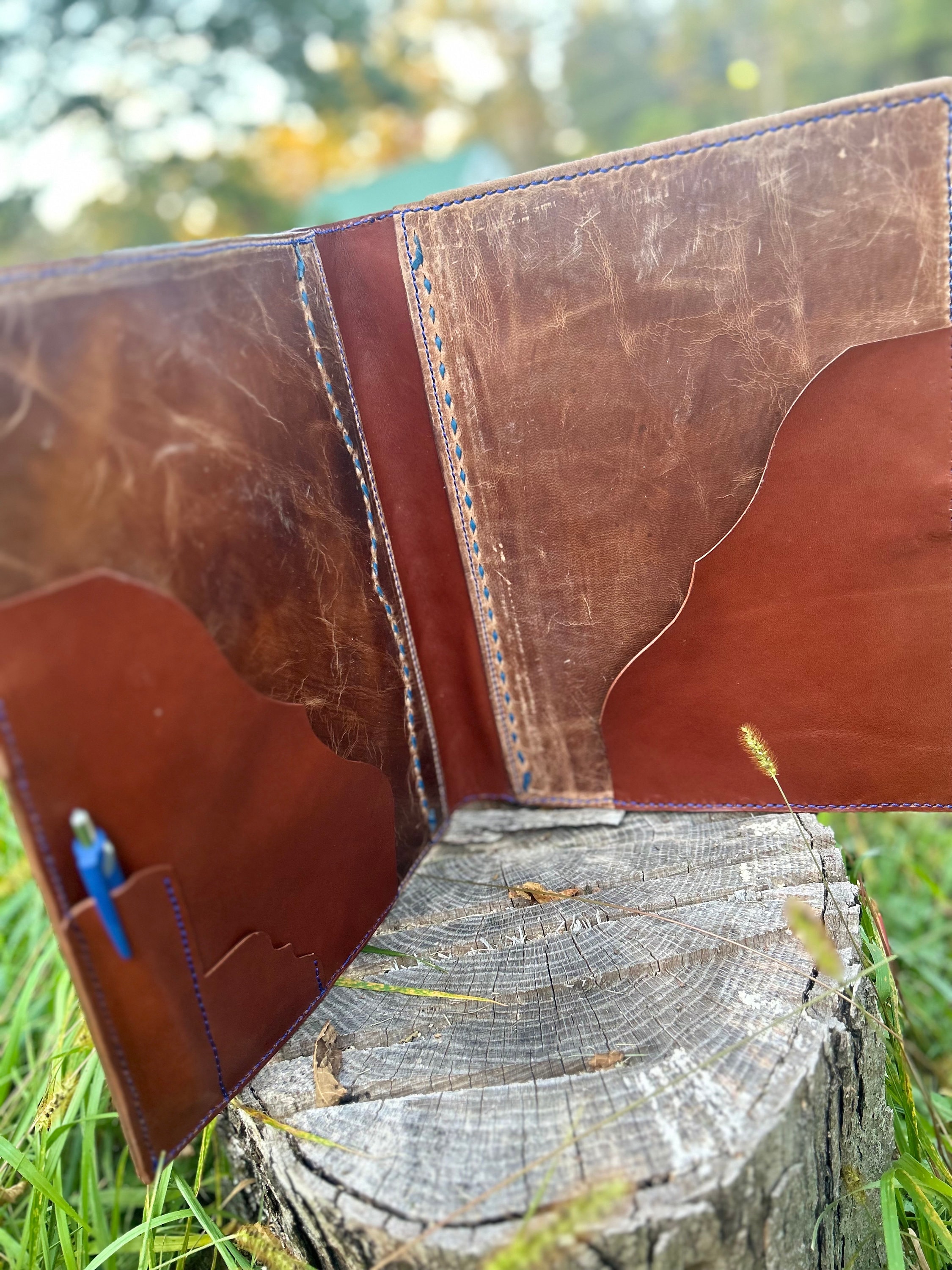 Hand Tooled Leather Padfolio With Business Logo - Etsy