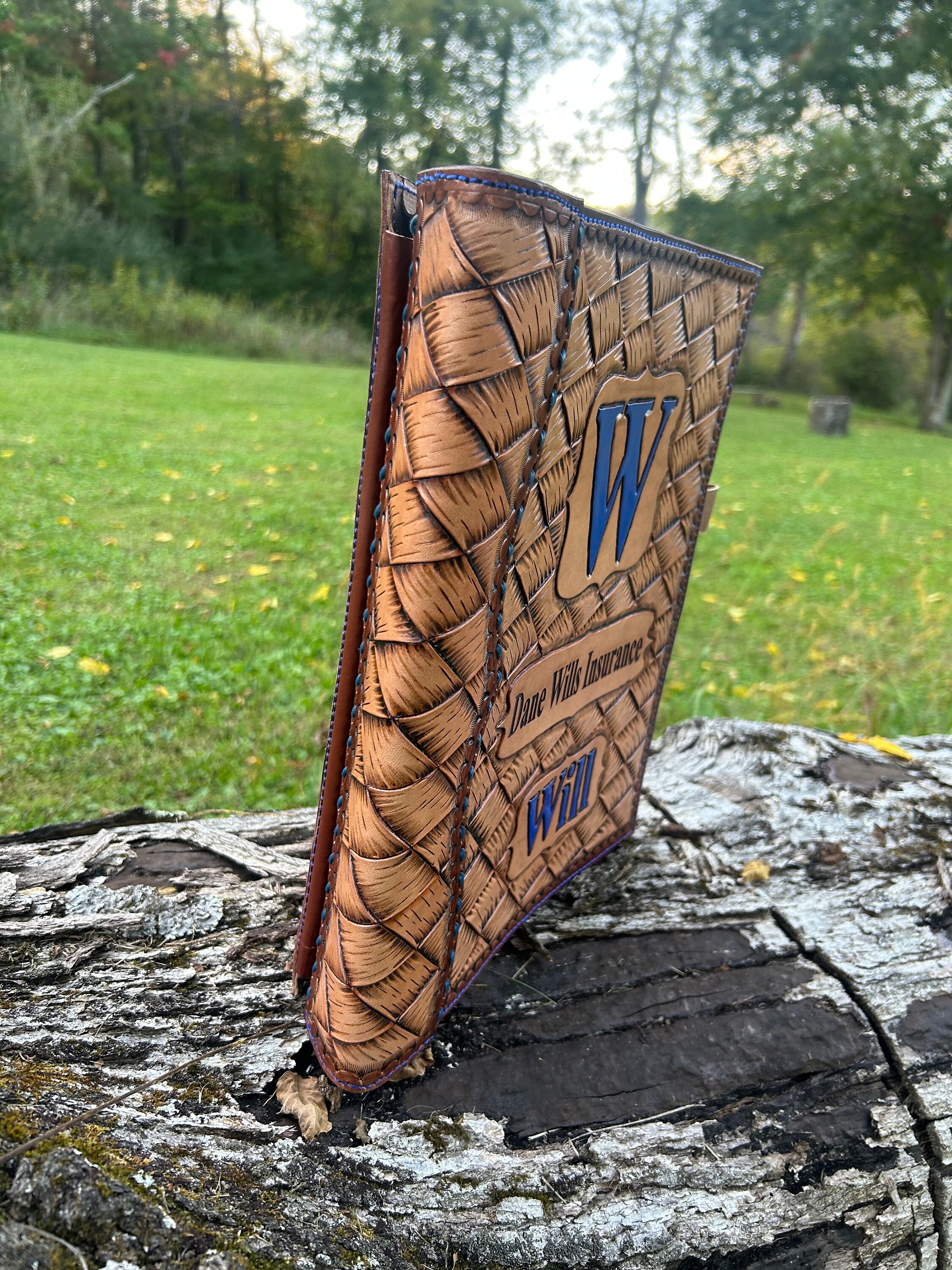 Hand Tooled Leather Padfolio With Business Logo - Etsy