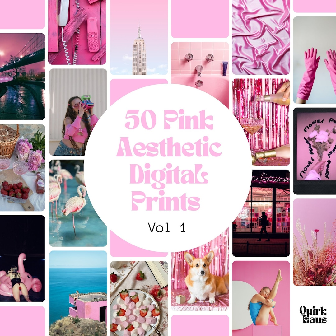 50 Pink Aesthetic Digital Prints Vol 1 Bundle | Printable Posters ...