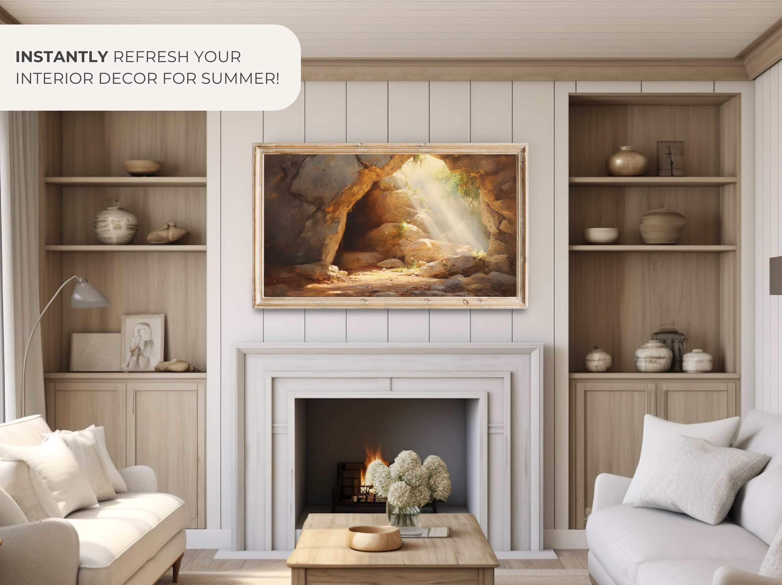 Tv Art He is Risen, Jesus Tomb Wallpaper, Spring Neutral, Christian TV ...