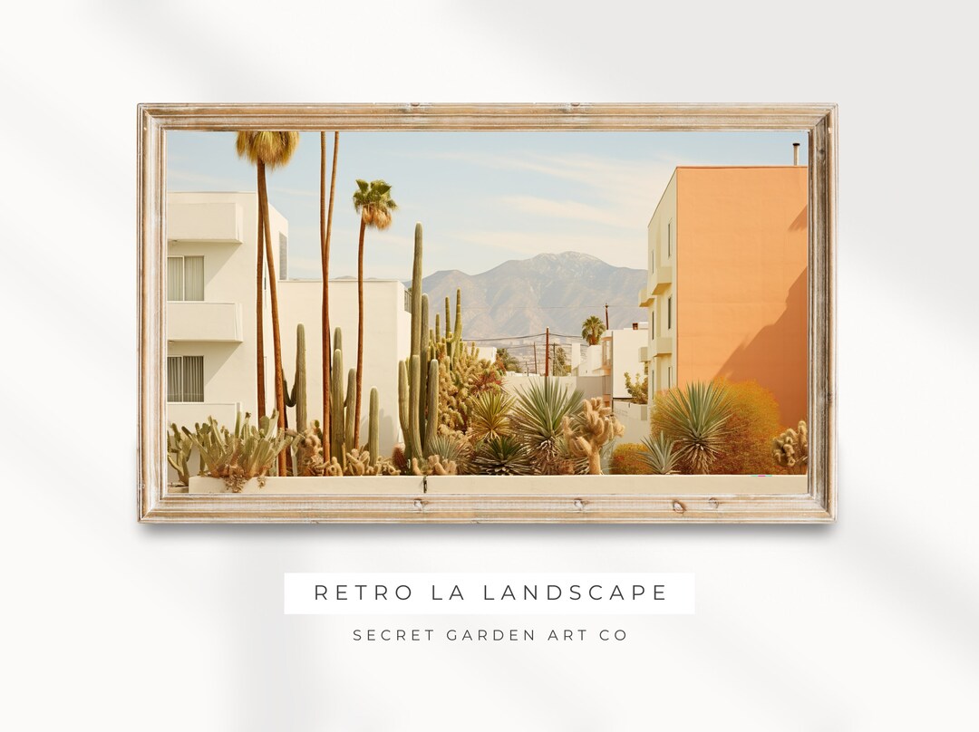Retro LA Landscape TV Art, Palm Springs Summer Wallpaper, Digital Tv ...