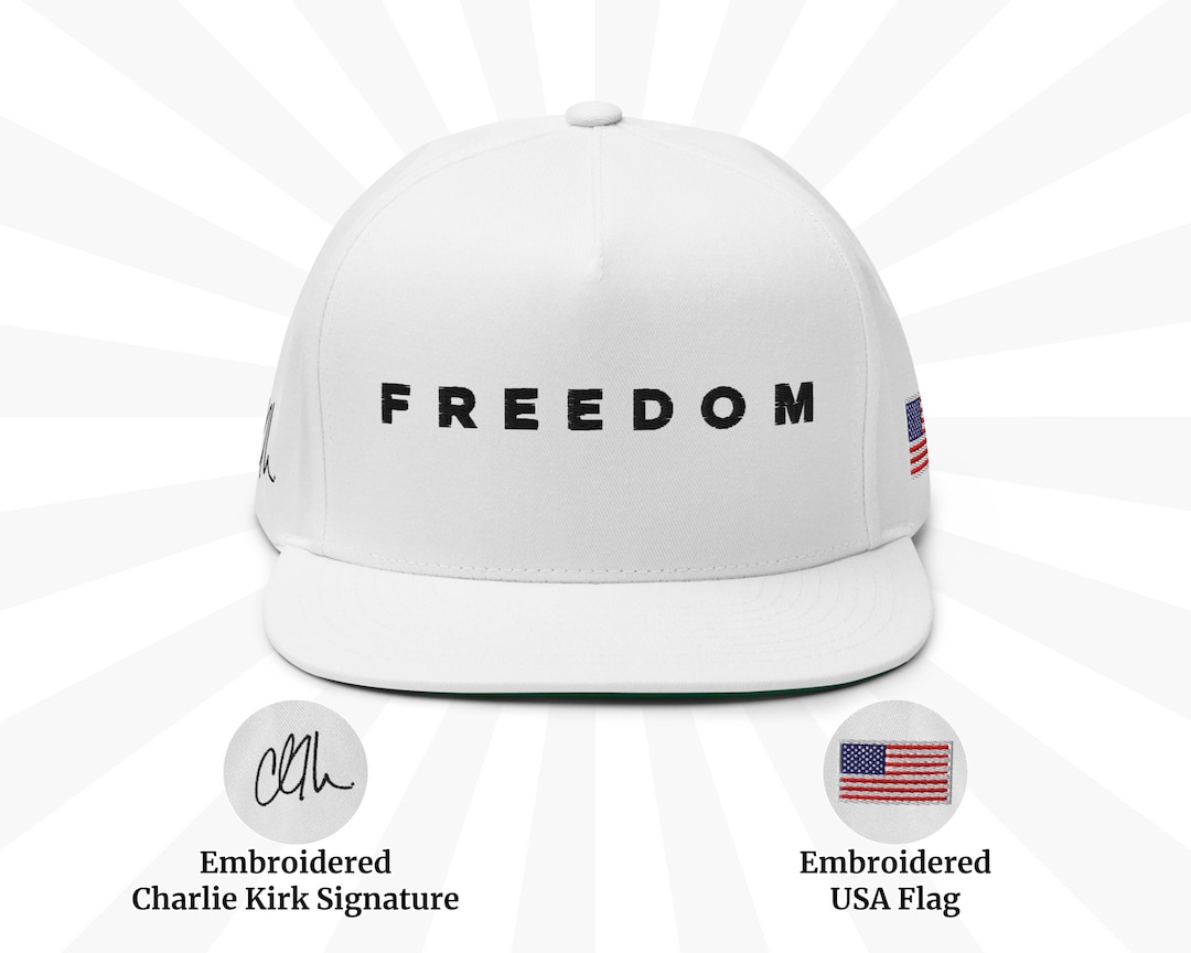Freedom Hat: Charlie Kirk USA Flag Embroidered Flat Bill Cap - Etsy UK