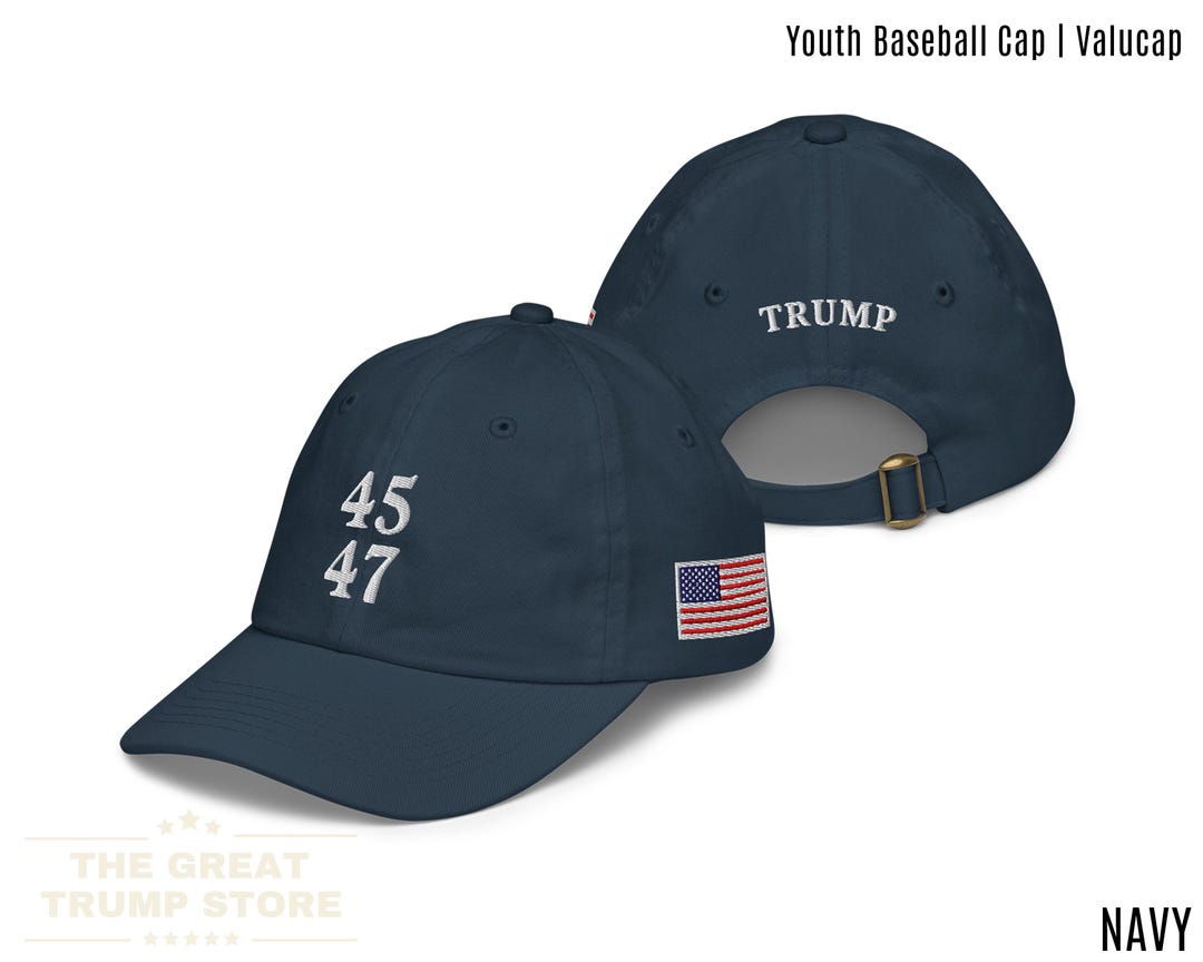 45 47 Trump Hat for Kids MAGA Baseball Cap for Children, Trump Flag ...