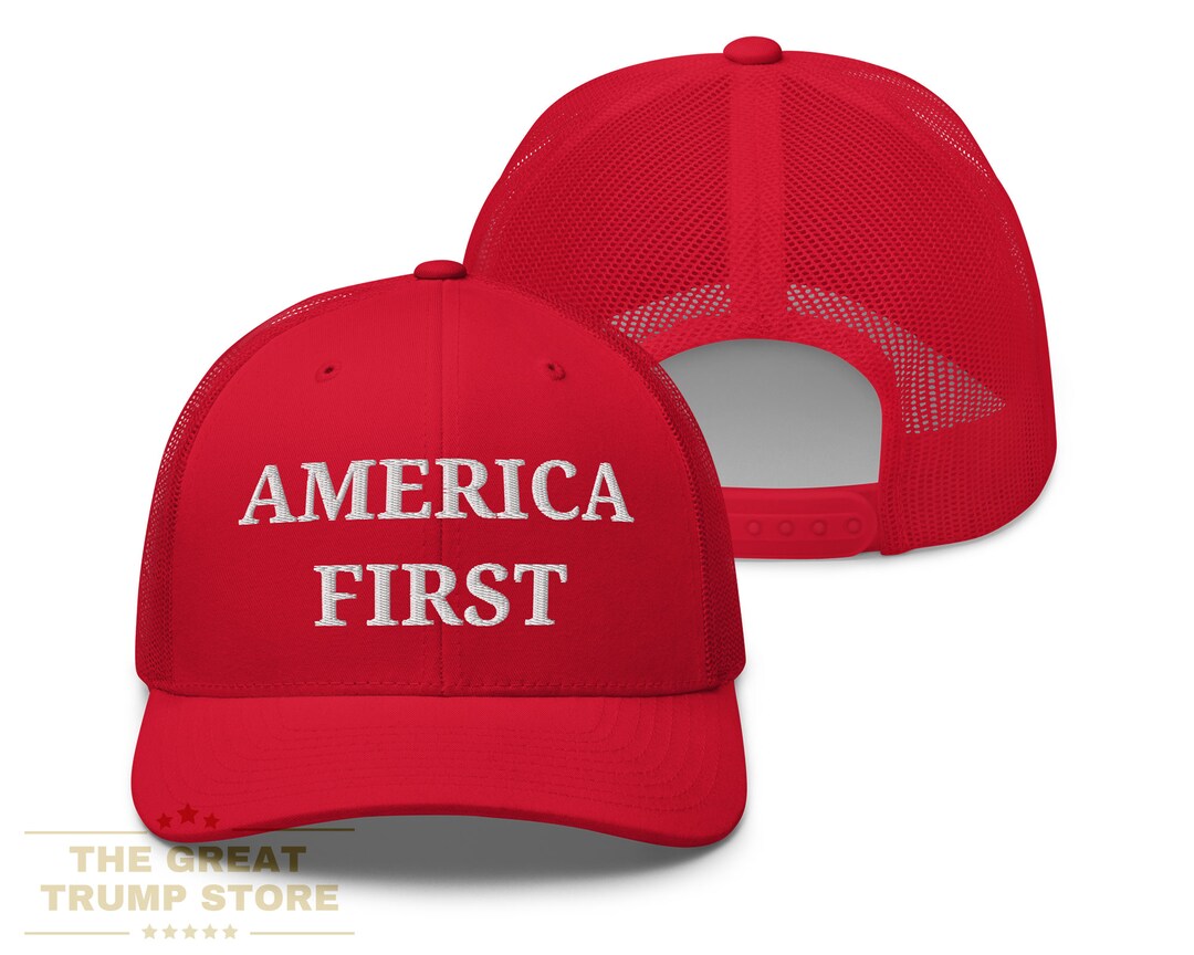 America First Hat Trump Trucker Cap Patriotic Hat Trump Embroidered Hat ...