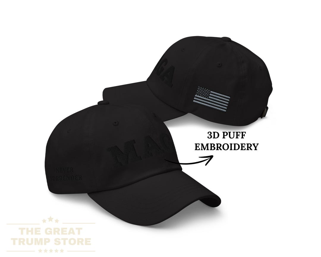 MAGA 3D Hat Embroidered Dark MAGA Hat, Black MAGA Baseball Cap Trump 3D ...