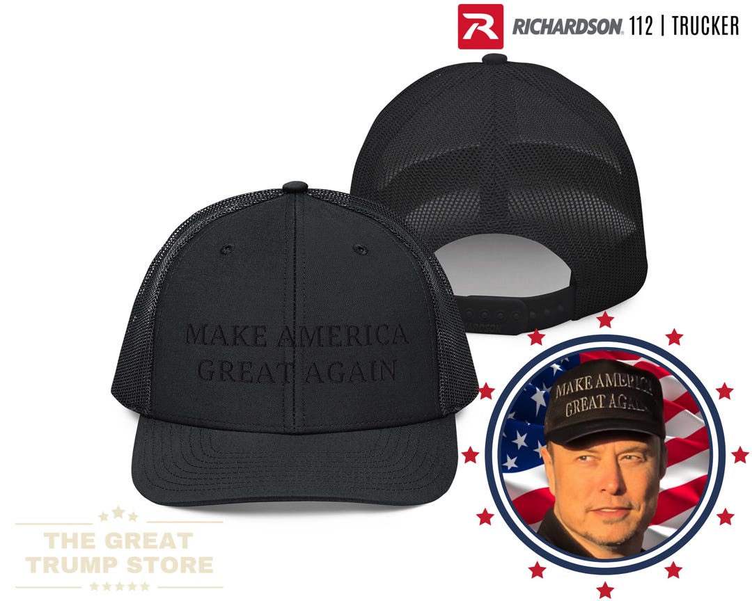 Black MAGA Hat 112 Richardson Trump Trucker Hat Dark MAGA Elon Musk ...