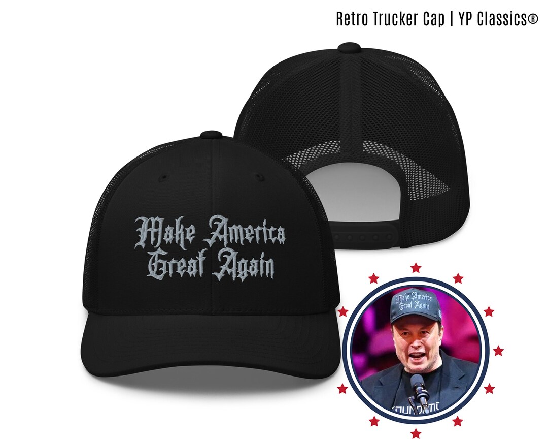 Gothic Dark MAGA Hat Elon Musk Black Make America Great Again Hat Trump ...