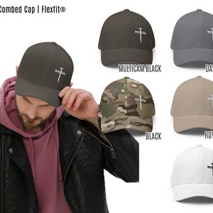 Nails Cross Hat Flex Fit Three Nails Baseball Hat Religious Christian ...
