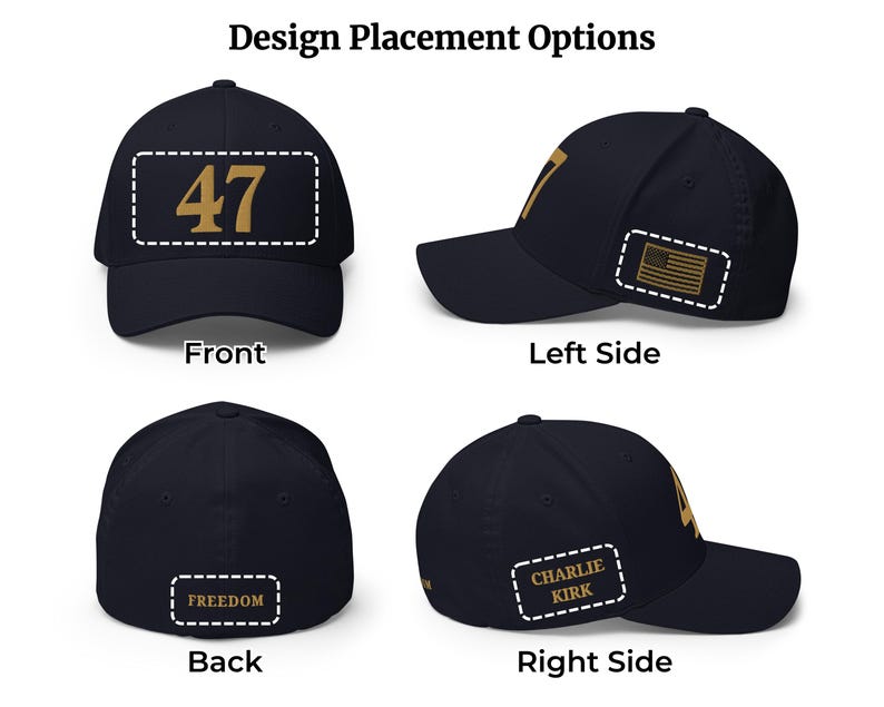 Charlie Kirk 47 Hat Freedom Flex Fit Hat Trump USA Flag Gold ...