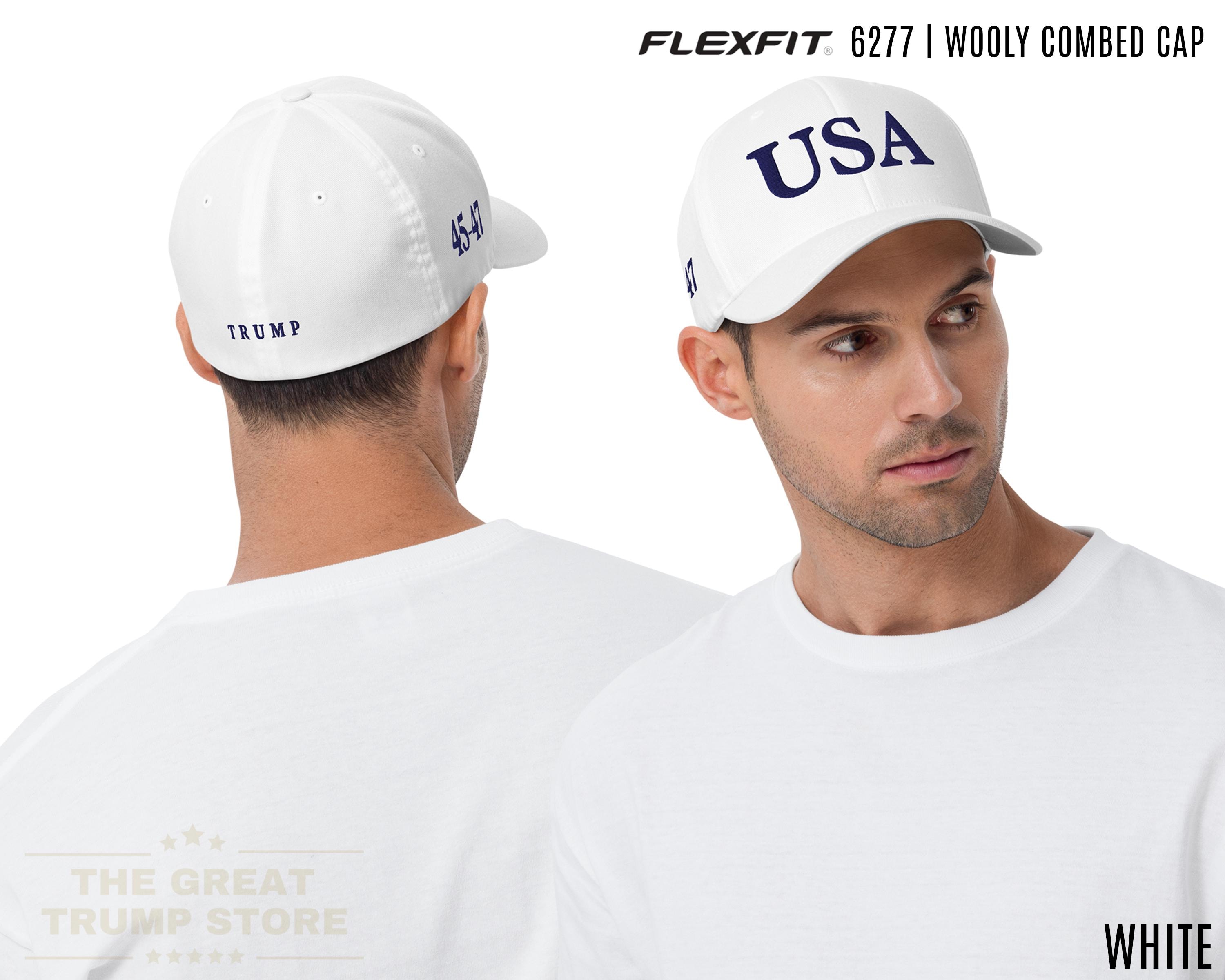 White USA Hat Trump 45 47 Flex Fit Cap July 4th Trump Hat for Women Men ...