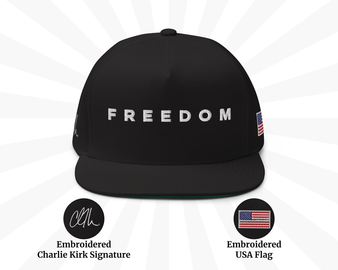 Freedom Hat, Charlie Kirk USA Flag Embroidered Snapback, Conservative ...