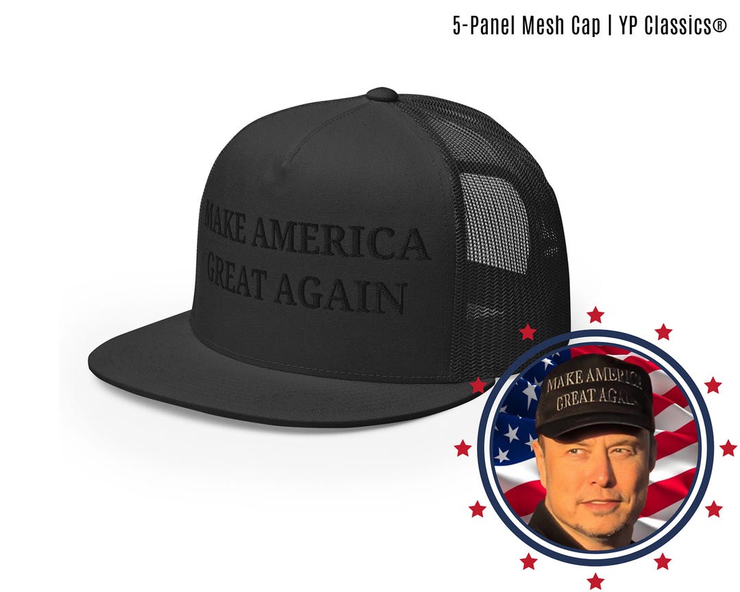 Dark MAGA Hat Elon Musk Black MAGA Hat Trump Rally Make America Great ...