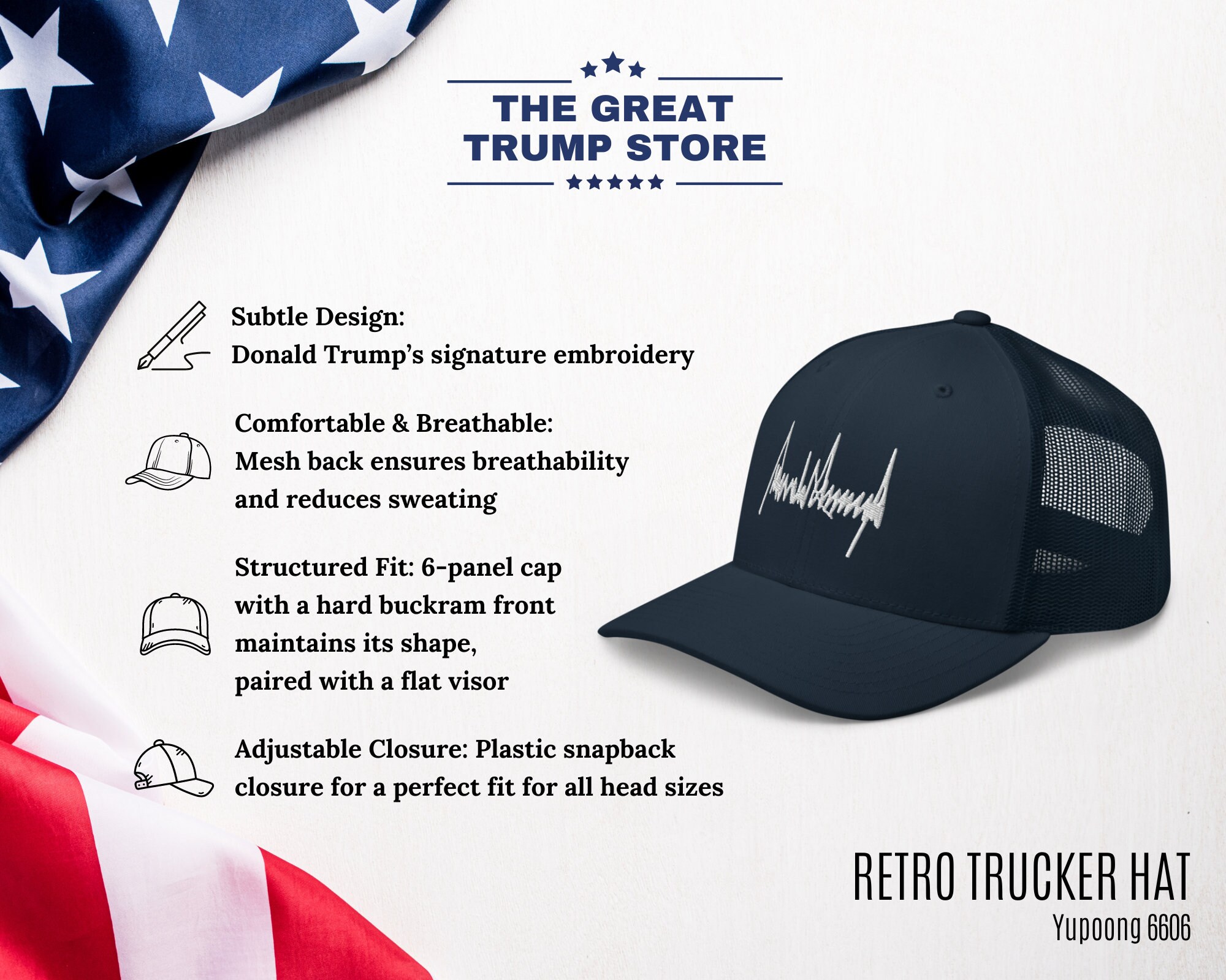 Trump Trucker Hat Trump Signature Cap Trump Dad Hat Trump Gift for Dad ...