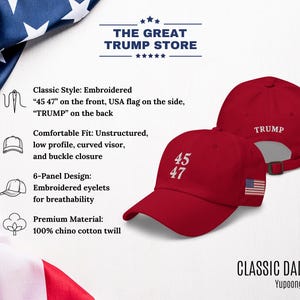 45 47 Trump Hat for Men Women MAGA Baseball Cap Trump American Flag ...