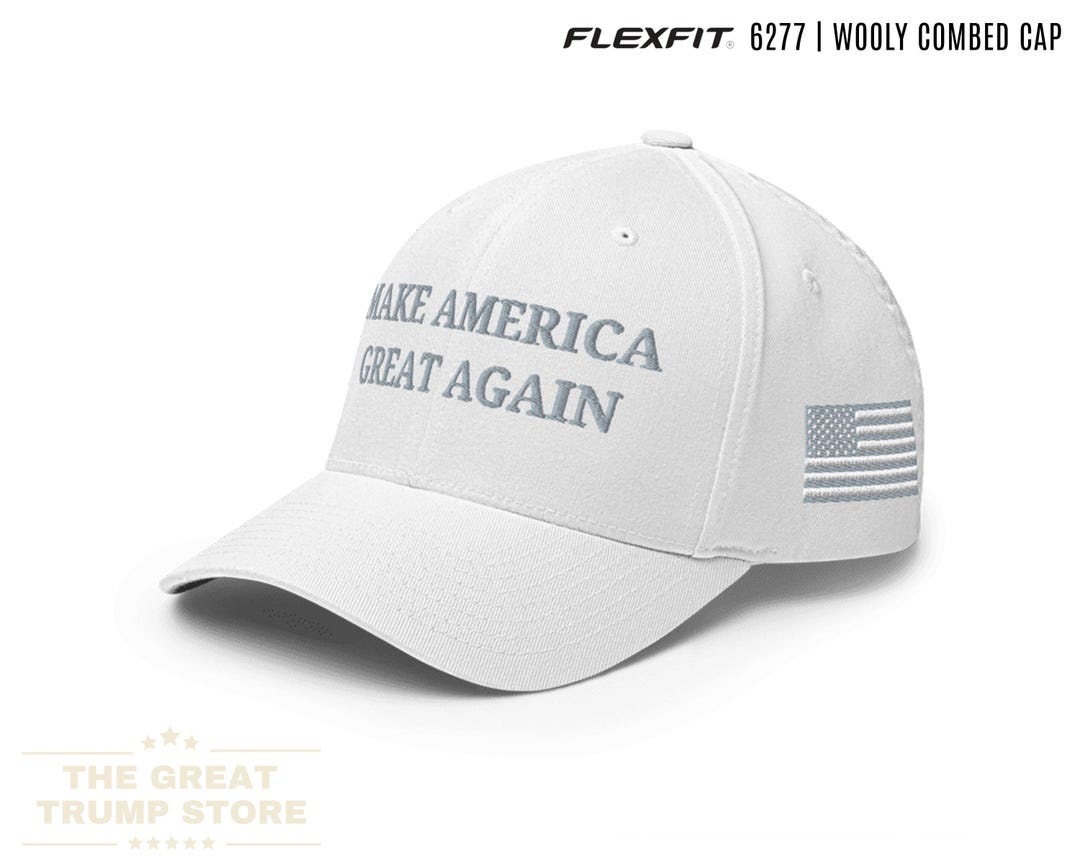 MAGA White Hat Flex Fit Trump Cap, Make America Great Again Embroidered ...