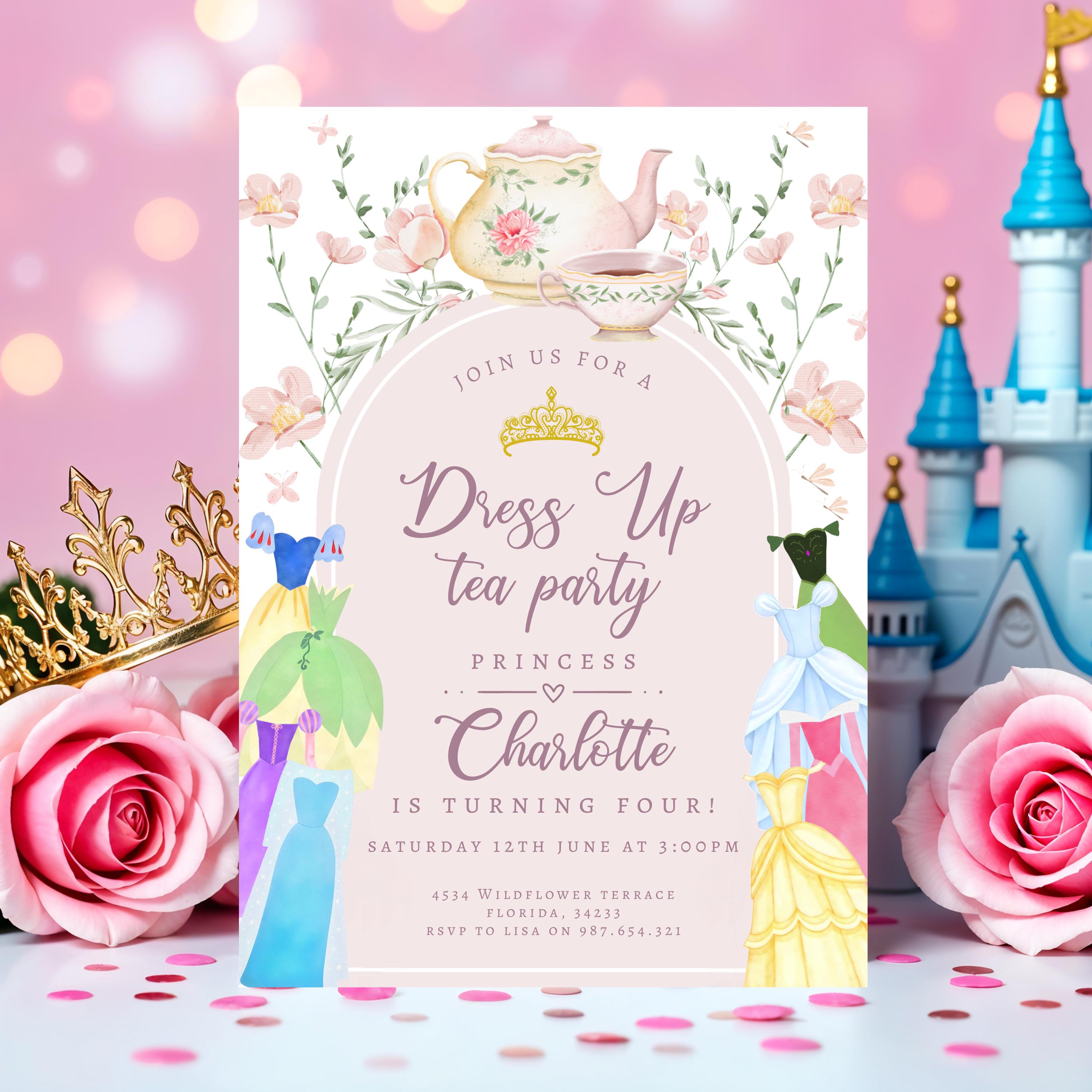 Princess Tea Party Invitation, Princess Birthday, Princess Party ...