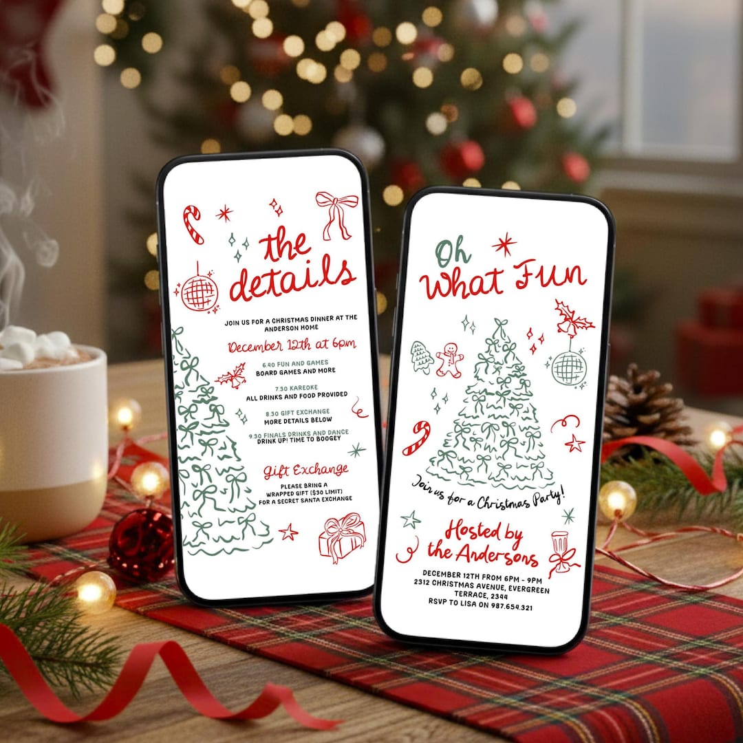 Oh What Fun Christmas Party Invitation | Editable Digital Holiday ...