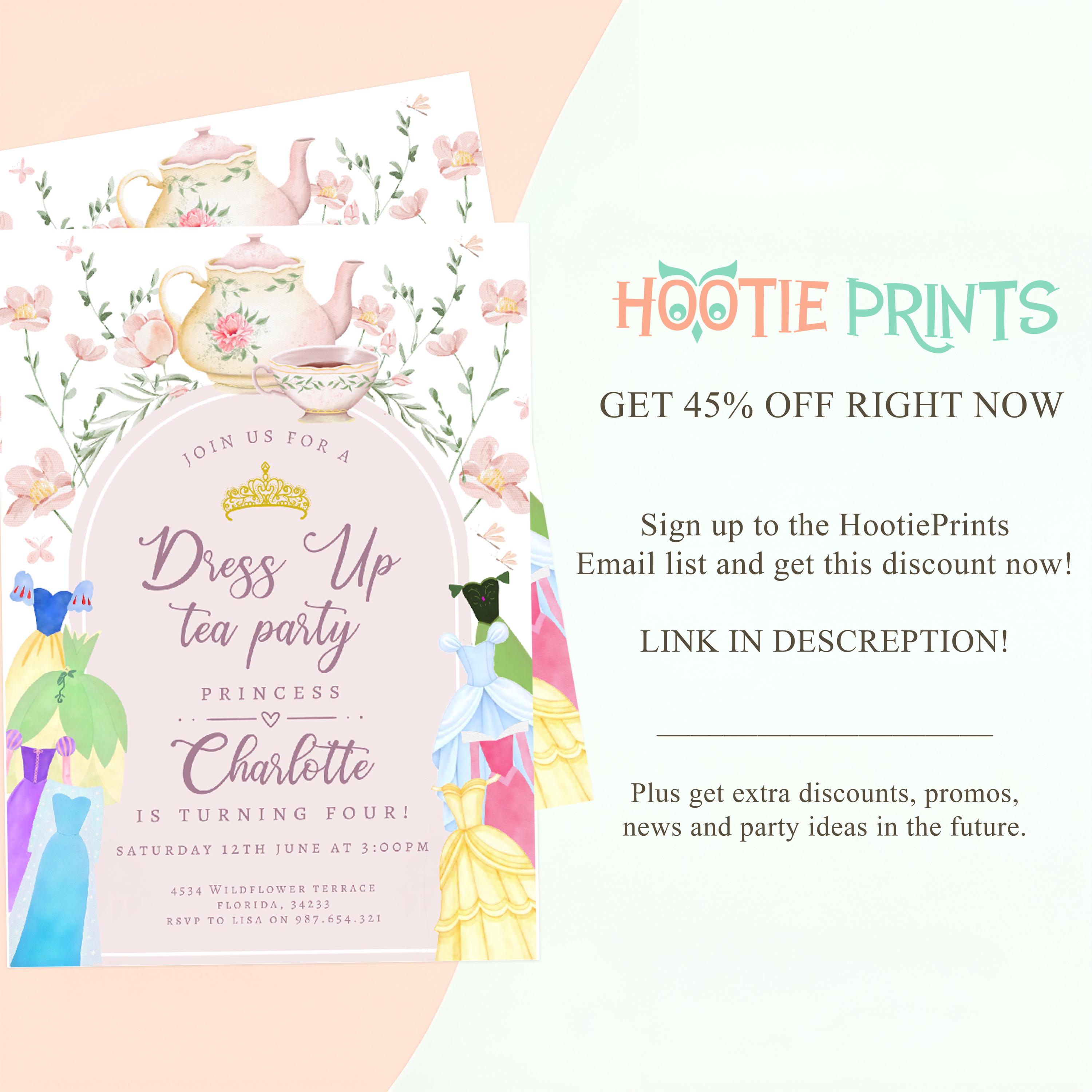 Princess Tea Party Invitation, Princess Birthday, Princess Party ...
