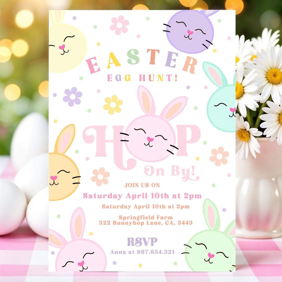 Easter Egg Hunt Invitation, Easter Bunny Invitation, Easter Party ...
