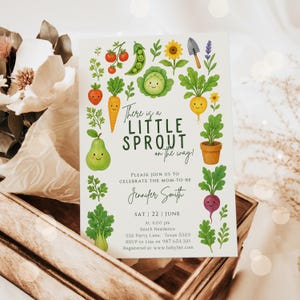Editable Little Sprout Baby Shower Invitation Farmers Market Locally ...