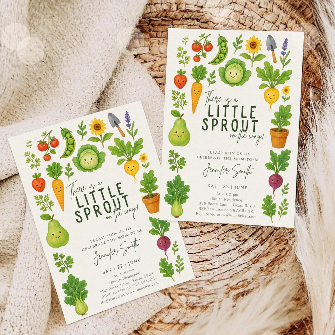 Editable Little Sprout Baby Shower Invitation Farmers Market Locally ...