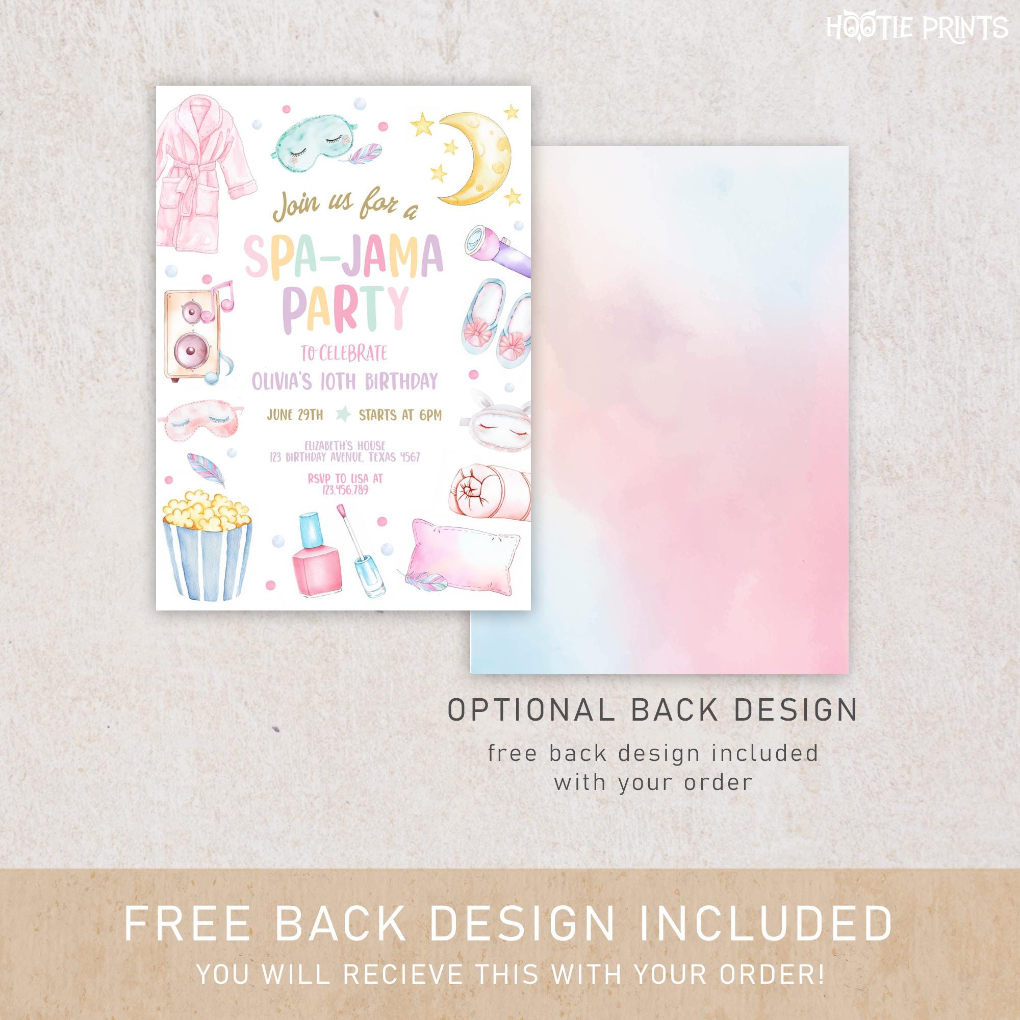 Editable Spa Jama Party Birthday Invitation Sleepover Birthday Invite ...