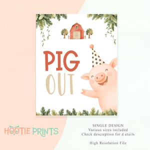 Editable Pig Out Table Sign Printable Farm Animals Birthday Decorations ...